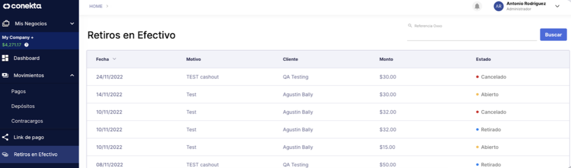 Retiros de Efectivo con Conekta